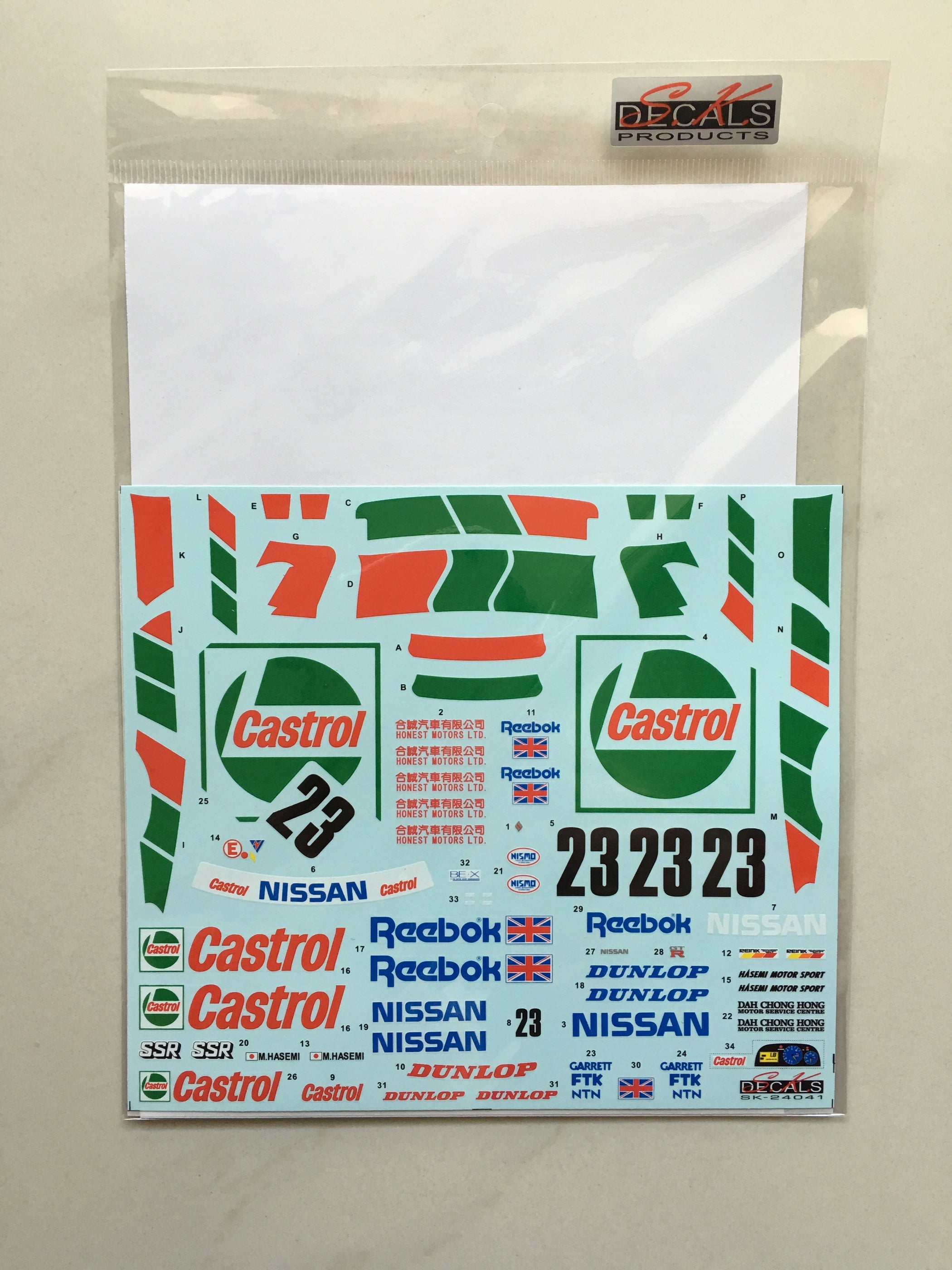 S.K. Decals Nissan Skyline GT-R Macau Guia 90 Castrol Decals (Tamiya)