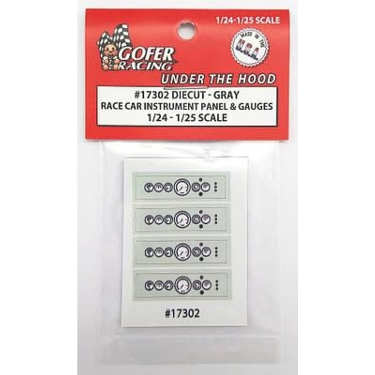 Gofer Racing 17302 Gray Race Car Insturment Panel