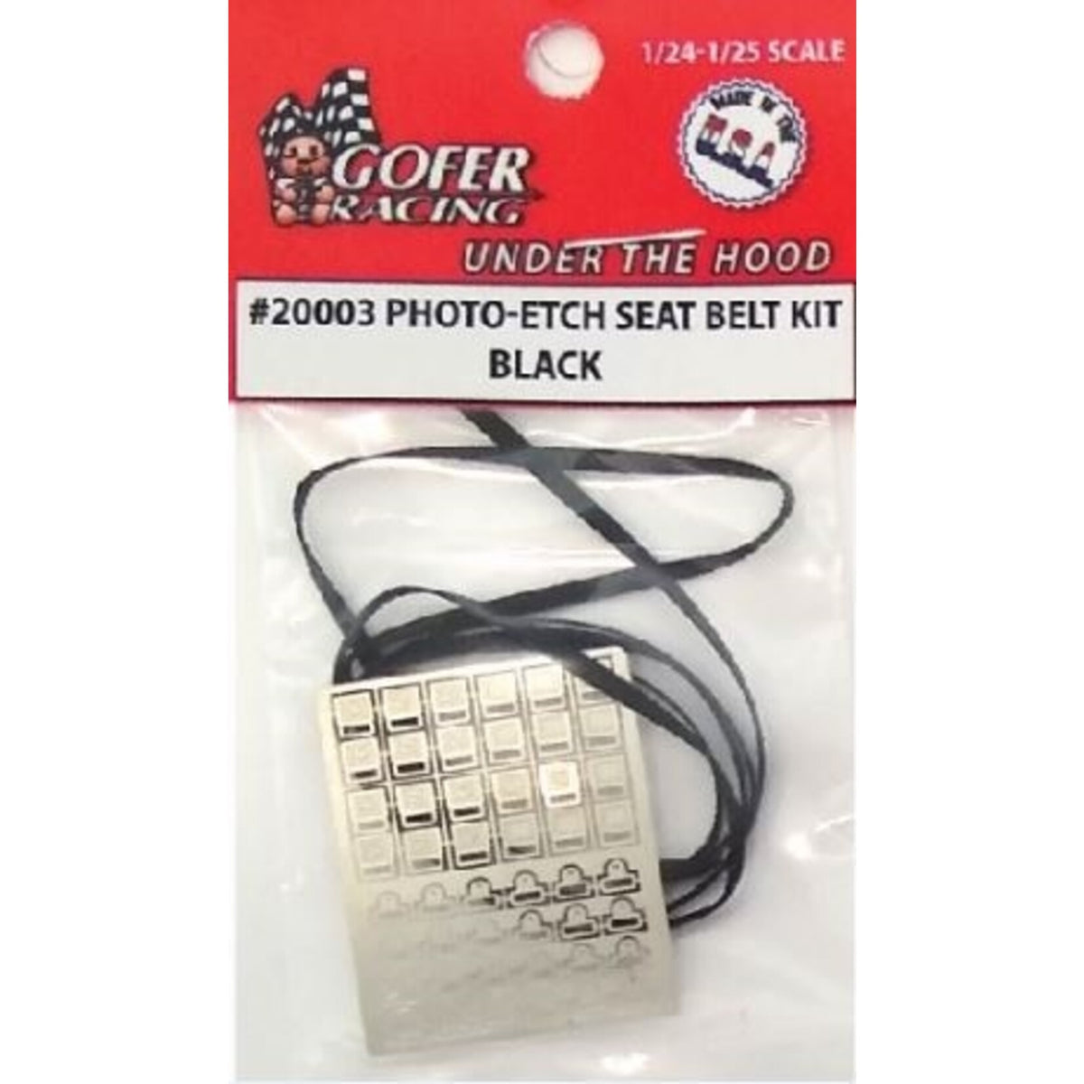 Gofer Racing 20003 Photo Etch Seat Belt Kit Black 1/24 and 1.25 Scale