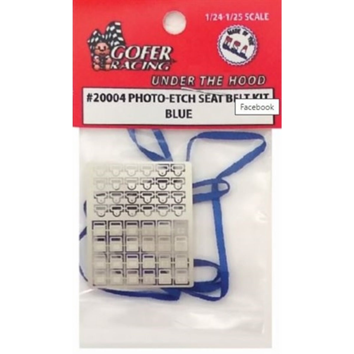Gofer Racing 20004 Photo Etch Seat Belt Kit Blue 1/24 and 1.25 Scale
