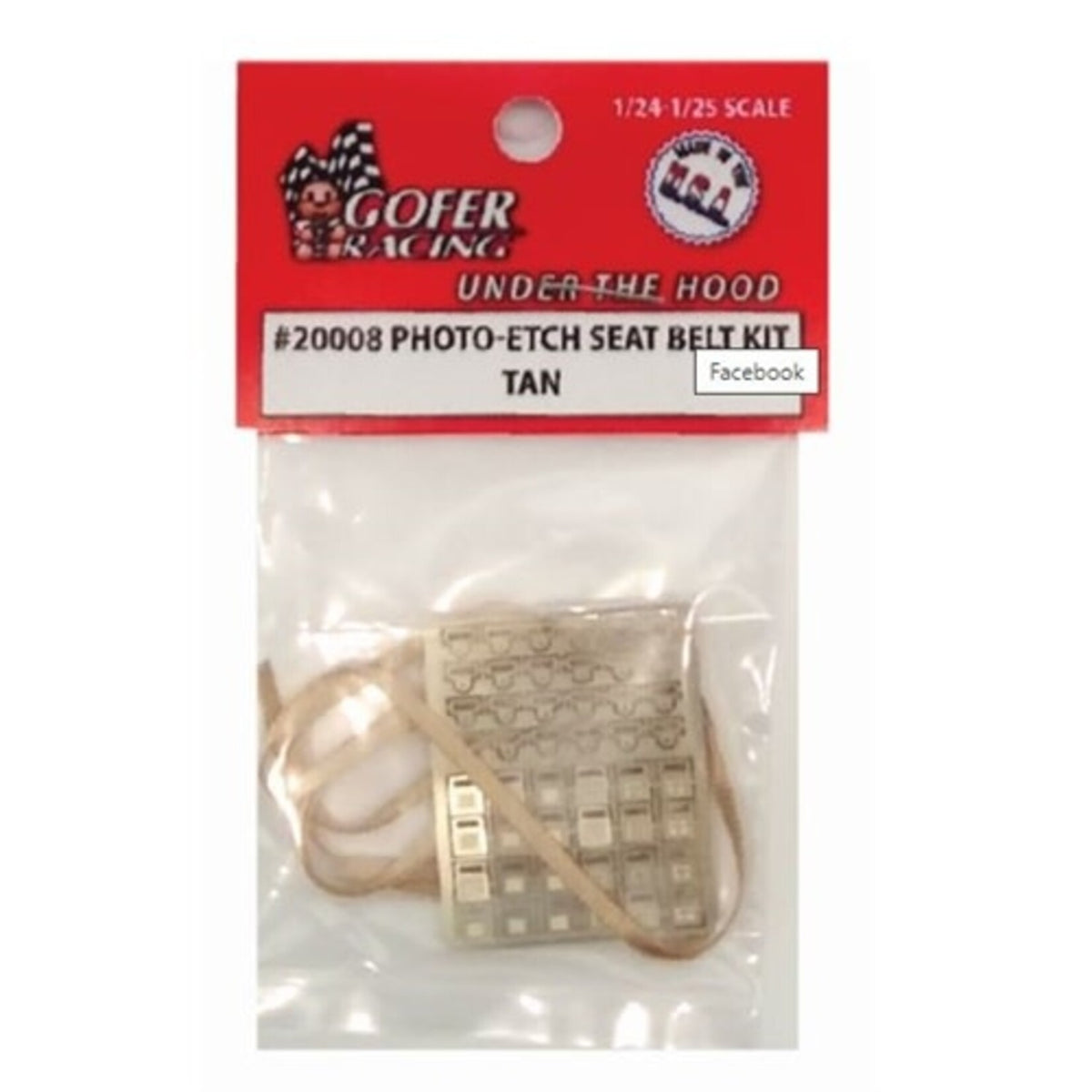 Gofer Racing 20008 Photo Etch Seat Belt Kit Tan 1/24 and 1.25 Scale